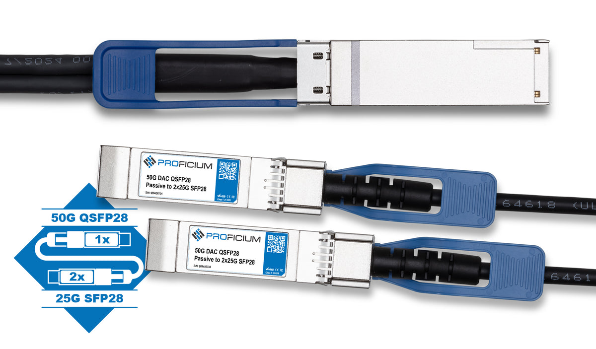 MSA Compliant 50GBase QSFP28 to 2 x SFP28 Breakout Passive DAC Cable ...